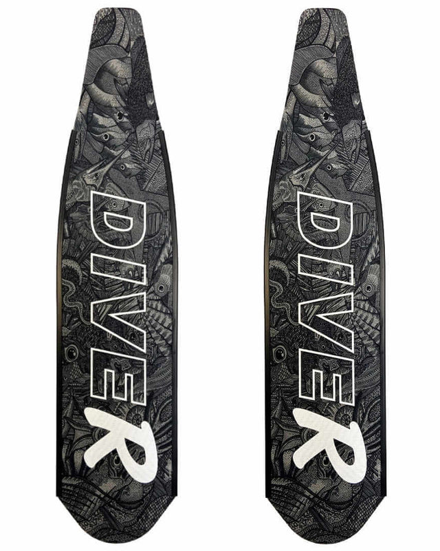 DiveR Australia -#1 AWARD WINNING Freediving fins (Reef Life - (B&W ...