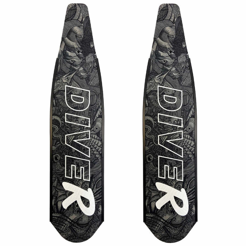 DiveR Australia -#1 AWARD WINNING Freediving fins (Reef Life - (B&W ...